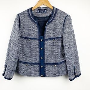 Magaschoni | Jackets & Coats | Magaschoni Navy Tweed Jacket M | Poshmark